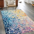 Area Rug 4x6 Ft, Blue Abstract Non Slip Area Rugs for Bedroom, Orange ...