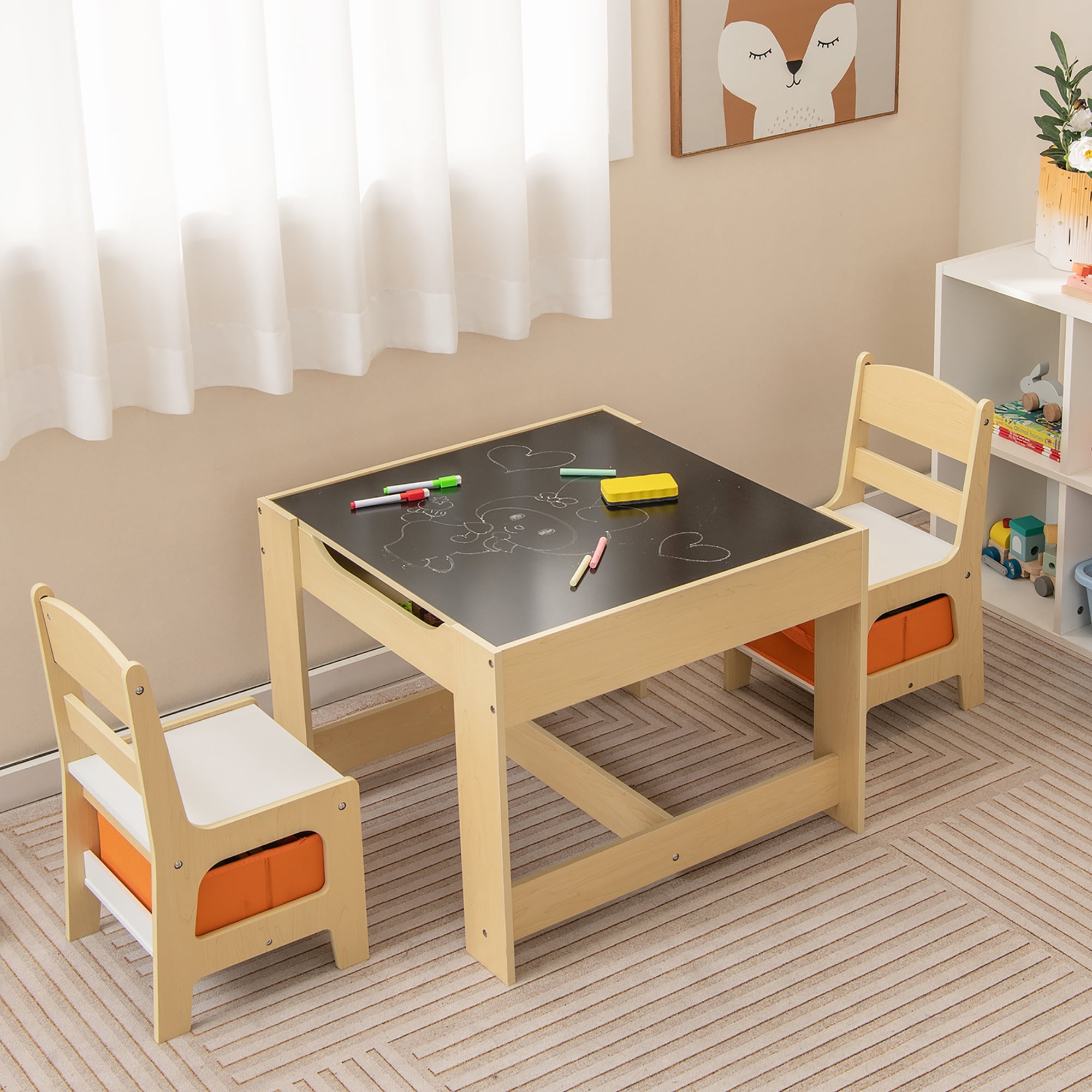 Click here for Gymax Children Kids Table Chairs Set With Storage... prices