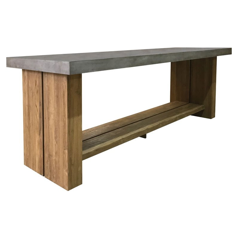 Afuera Living Modern Wood and Concrete Bar Table in Slate Gray ...