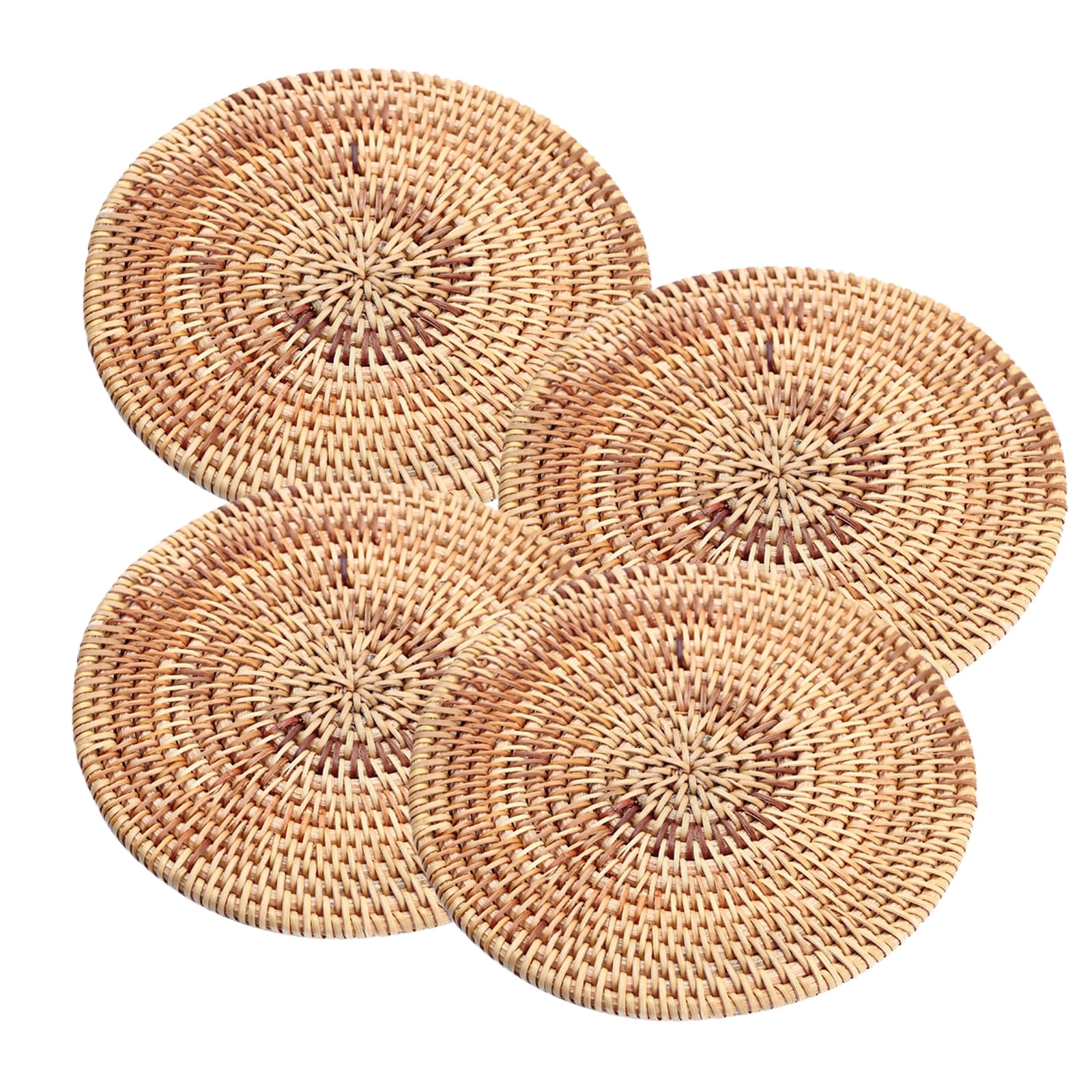 Baywell 4 Pack Handwoven Rattan Coasters Round Coffee Cupmat Tea Cup ...