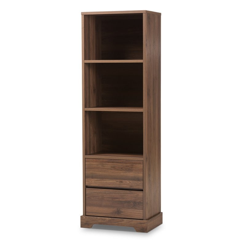 Baxton Studio Burnwood 3 Shelf Bookcase in Brown - Walmart.com