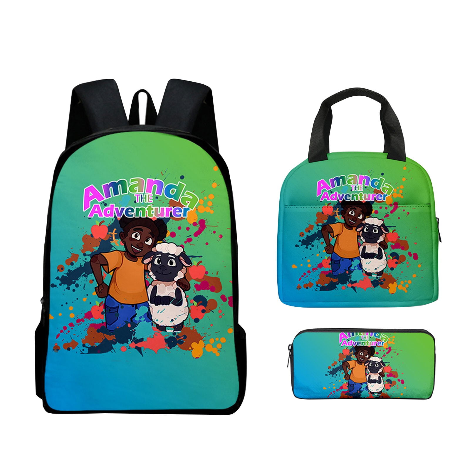 Pencil Case Student 3-piece Backpack, Backpack, Lunch Bag, Pencil Case ...