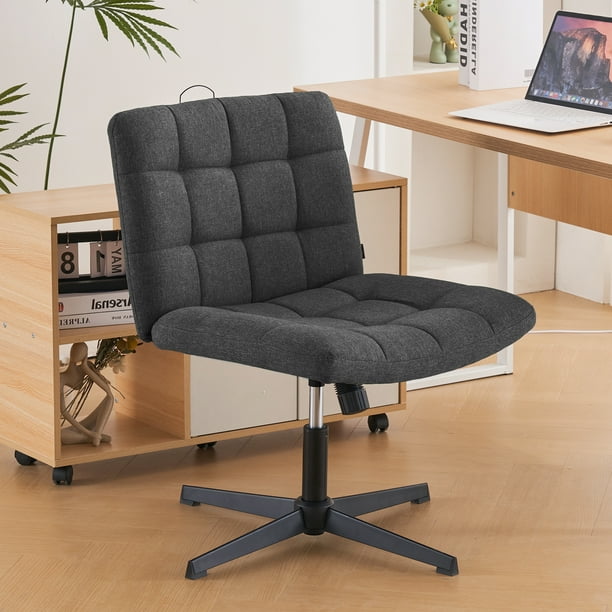 Furniliving Modern Padded Office Chair Linen Fabric Home Office Desk ...