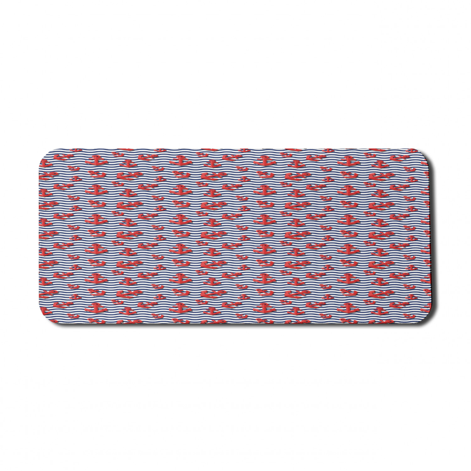 Anchor Computer Mouse Pad, Wavy Stripes with 3D Style Marine Anchors ...