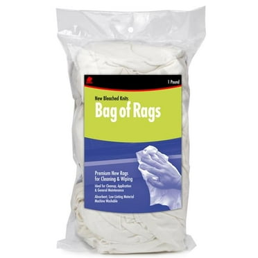 General Supply Bag-A-Rags Reusable Wiping Cloths, Cotton, White, 1lb ...