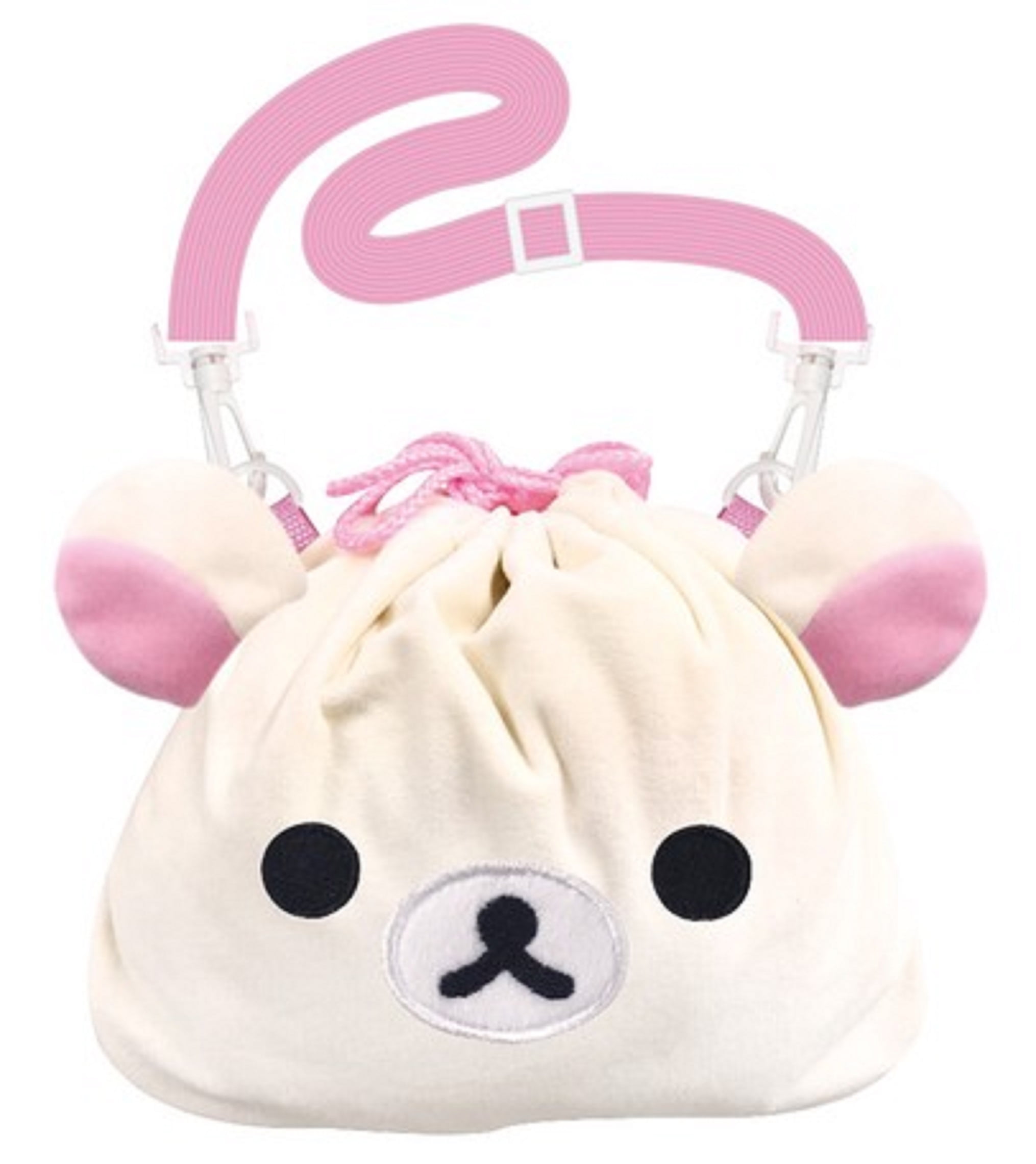 Rilakkuma Soft Plush Drawstring Pouch Shoulder Bag Cosmetic Large Pouch ...