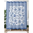 Blue Flowers Shower Curtain, Floral Geometric Classic Traditional ...