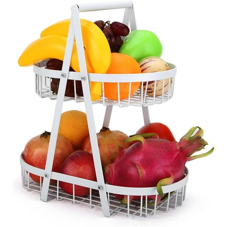 2-Tier Fruit Basket, Detachable Fruit Basket Bowl Vegetables Display ...