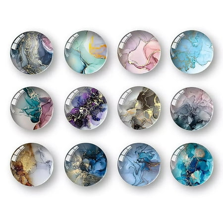 Marble Series Refrigerator Magnet, 12 Pcs Colorful Round Clear Resin ...