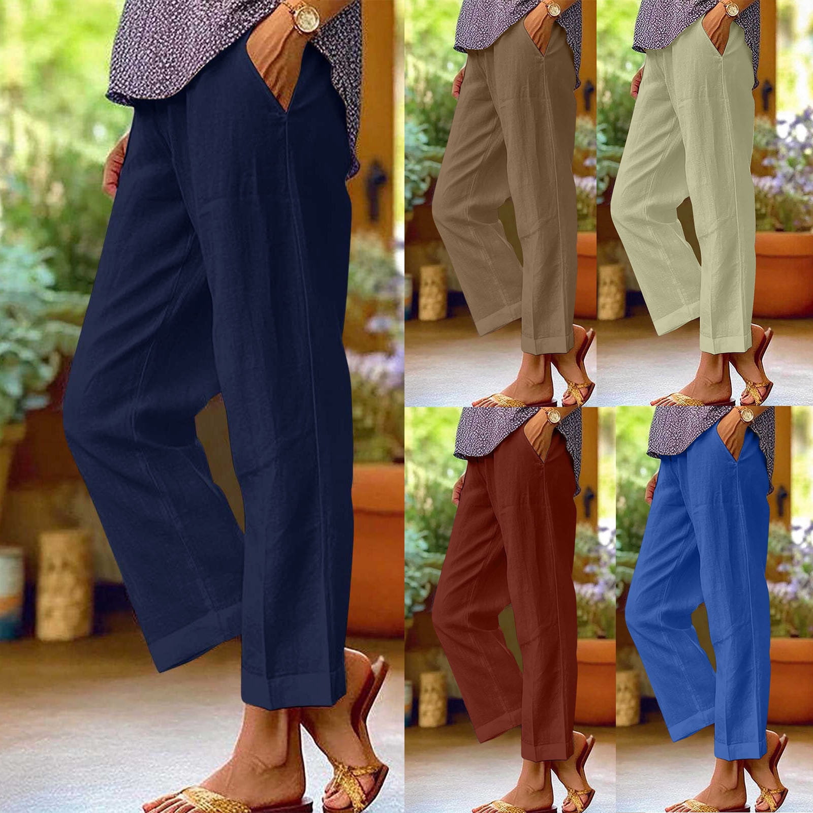 Click here for Sentmoon Linen Pants Women Petite Solid Color High... prices