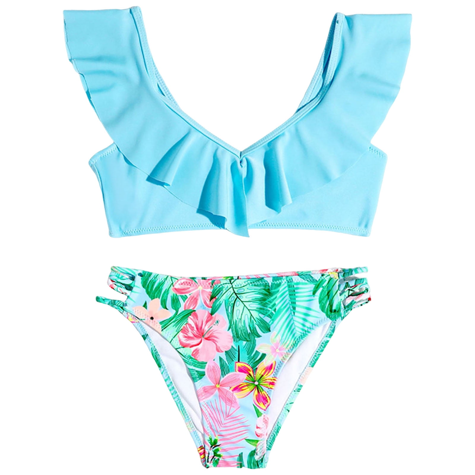Click here for Pimfylm Girl Bikini Set Girls Swimsuit Solid Color... prices