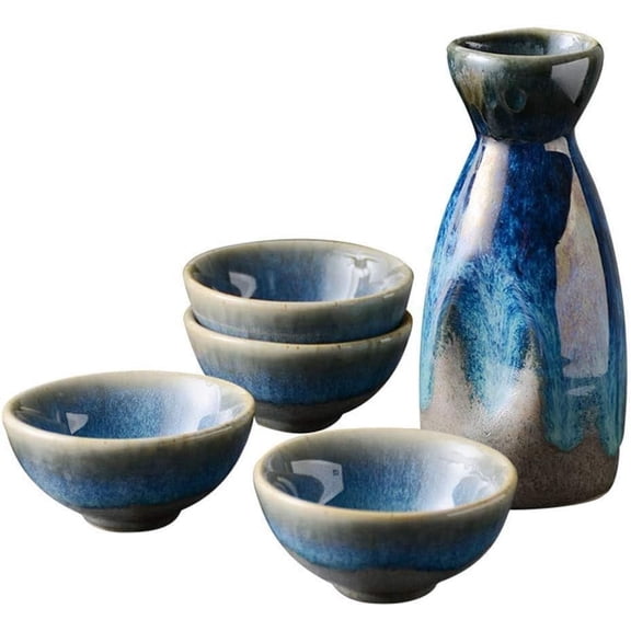 Japanese Style Sake Jug Kungfu Traditional Sake Cup Porcelain Sake ...