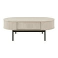 Oval Fluted Coffee Table with Drawer, 42" Curved Profile Modern Center ...