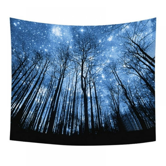 51X59Inch Tapestry Forest And Starry Printed Tapestry Polyester Fabric ...