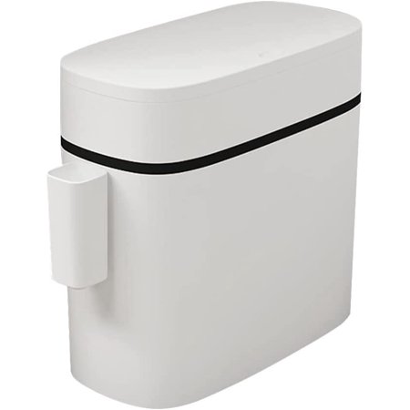 Slim Plastic Waste Basket with Lid Kitchen Trash Can Press- Type ...