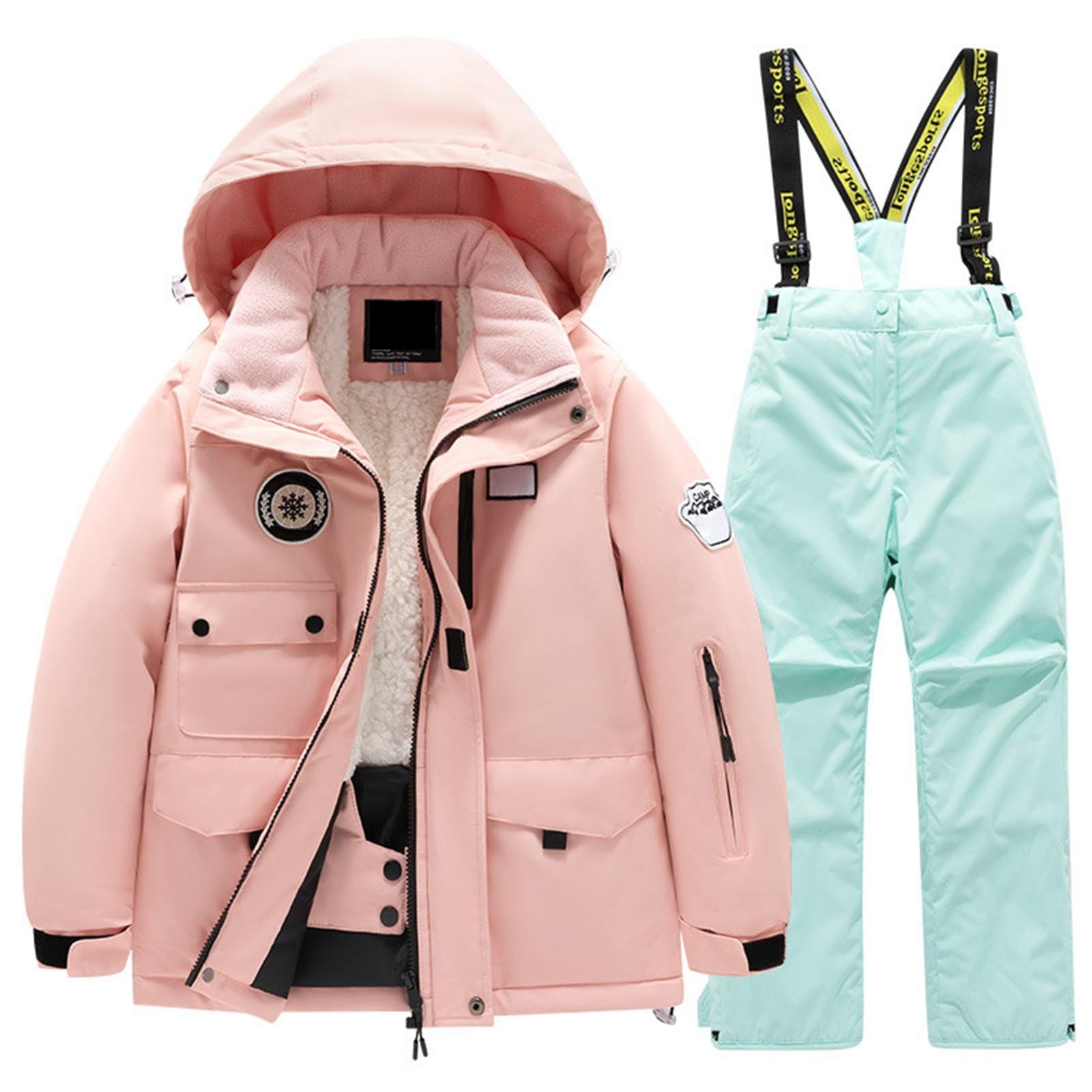 Click here for Sgmvnu Boys Girls 2 Piece Snowsuit Kids Winter Fle... prices