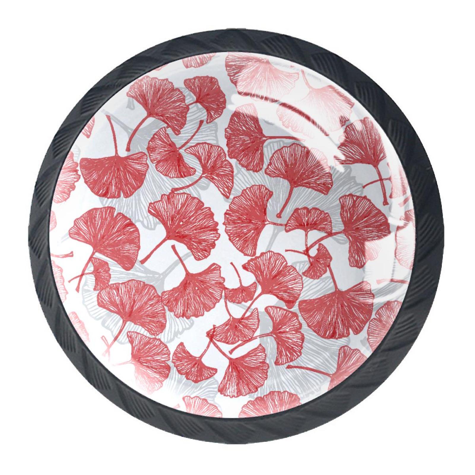 4 Pcs Red Apricot Leaves Knobs for Kitchen Cabinet Cupboard Dresser Bookcase Drawer Pulls ...