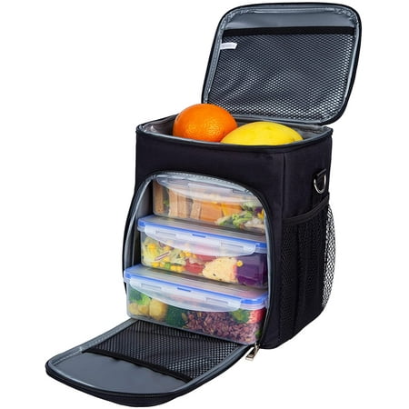 Lunch Box For Men, Dual Compartment Insulated Cooler Lunch Bag Includes ...