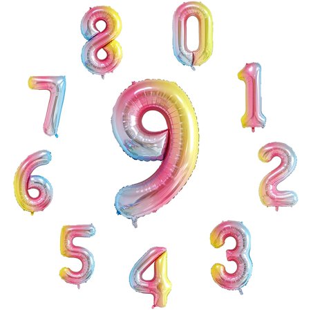 Number Balloons-32 Inch Gradient Numbers 0-9 Rainbow Balloons Helium ...