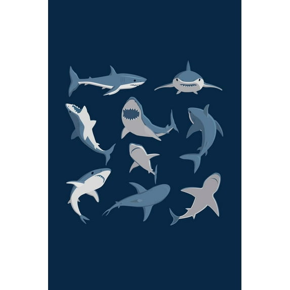 Shark Collage Dark Art Illustration Shark Posters For Walls Shark ...