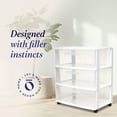 Homz Plastic 3 Clear Drawer Container, Small Rolling Storage Tower with ...