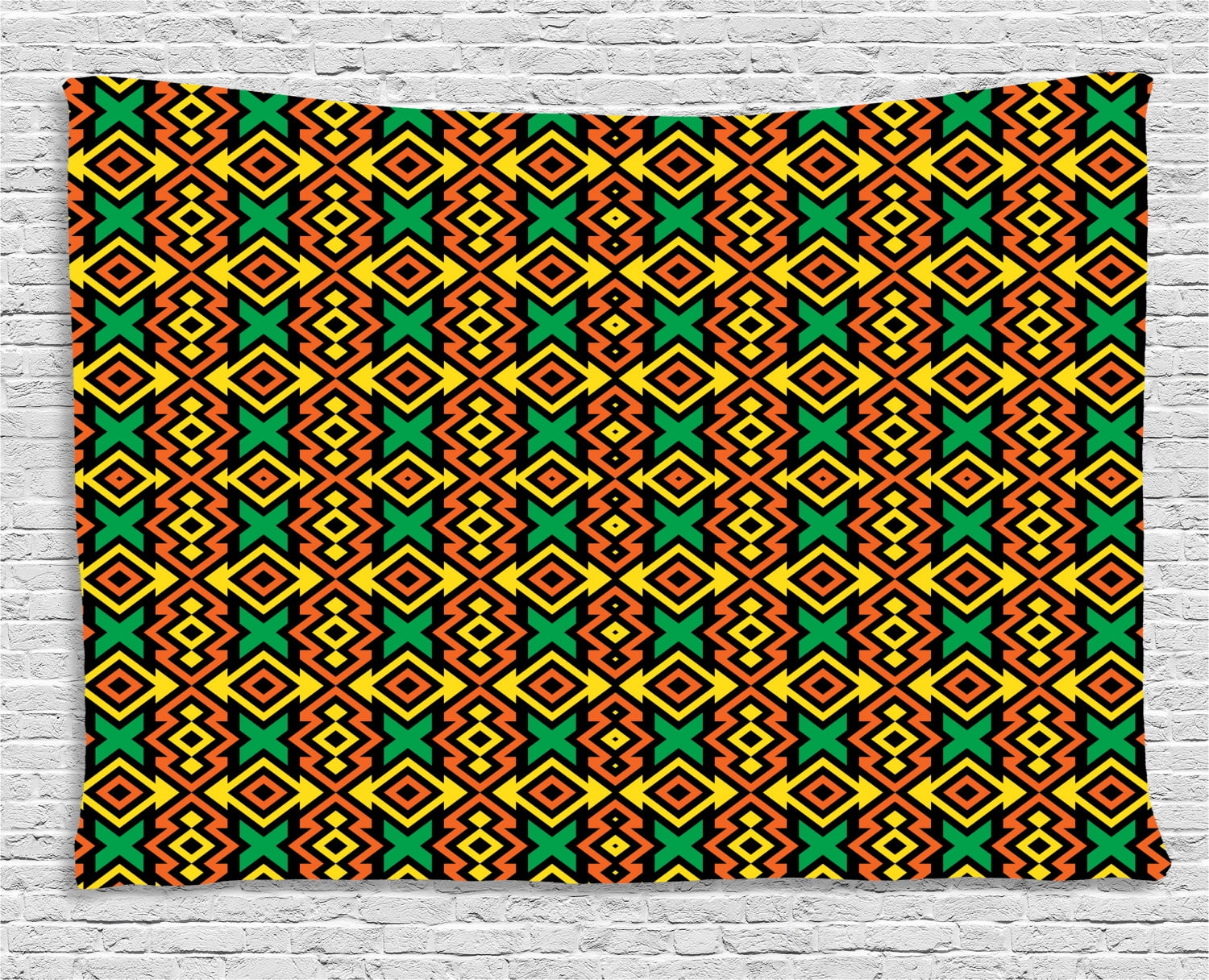 Kente Pattern Tapestry, Exotic African Vertical Borders from Angola ...
