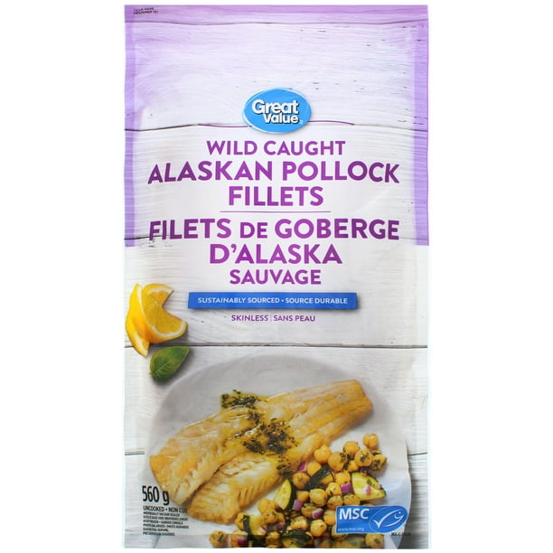 Great Value Wild Caught Alaskan Pollock Fillets, 560 g - Walmart.ca