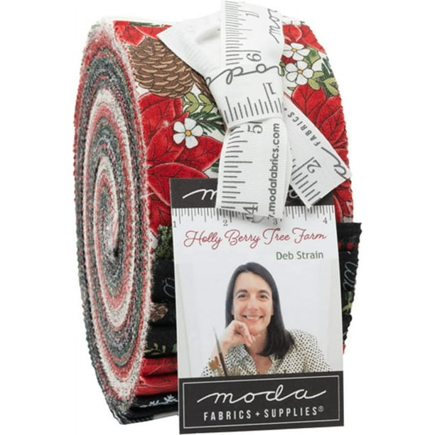 Deb Strain Holly Berry Tree Farm Jelly Roll 40 2.5-inch Strips Moda ...