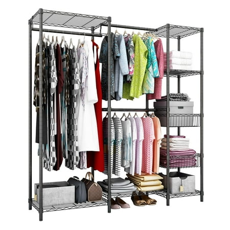 XIOFIO 6 Tiers Heavy Duty Garment Rack,Metal Clothing Rack,Clothing ...