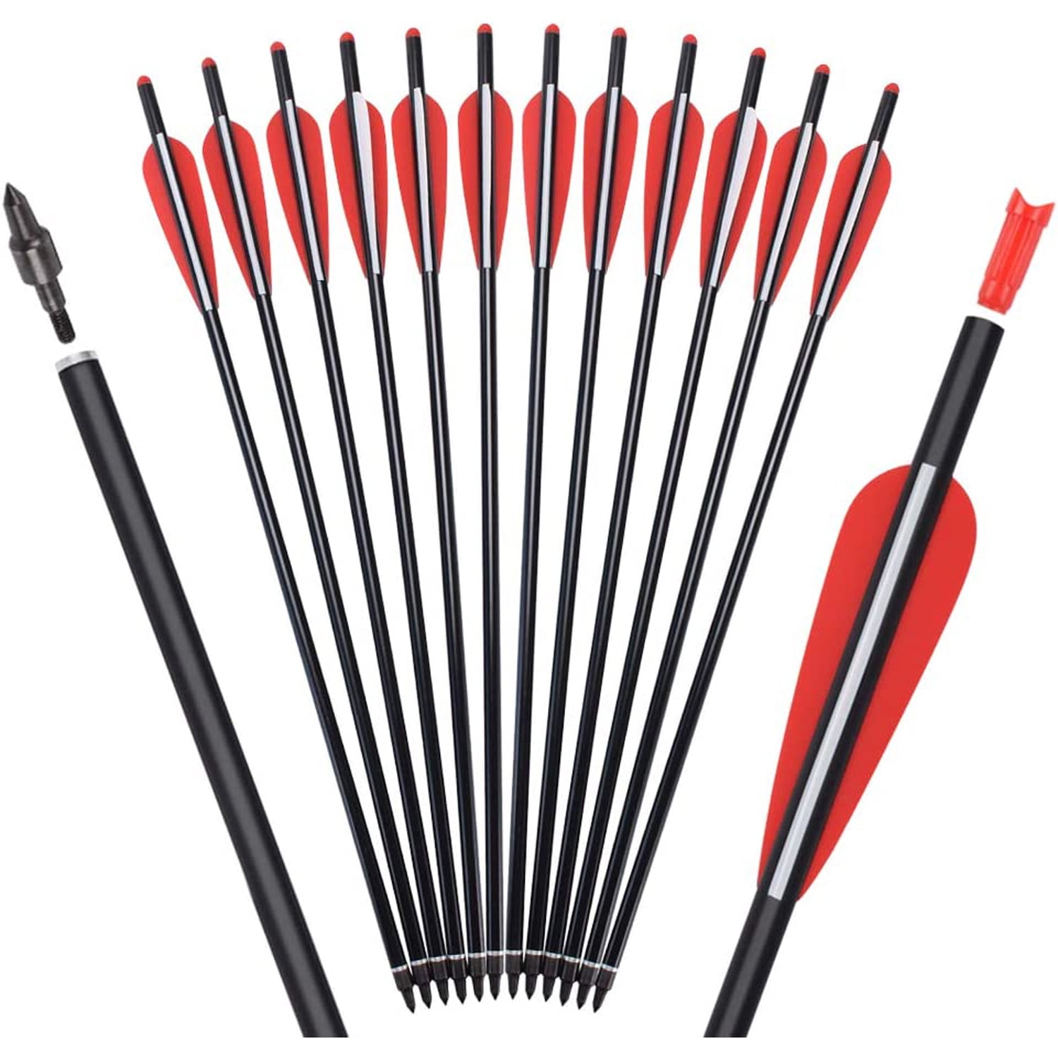 12 Pack Aluminium Crossbow Bolts Arrows 16/18/20/22inch Hunting Archery ...