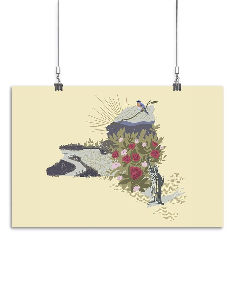 Illustrated State-new York Poster - Jacob Green Designs, - Walmart.com