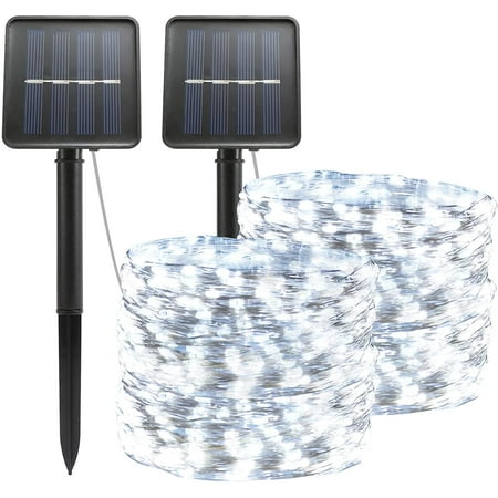 Solar Christmas String Lights Cool White Outdoor Waterproof 100 LED（2 ...