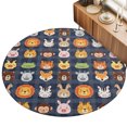 Cartoon Animal Round Living Room Rugs 3.3 ft, Lion Tiger Monkey Zebra ...
