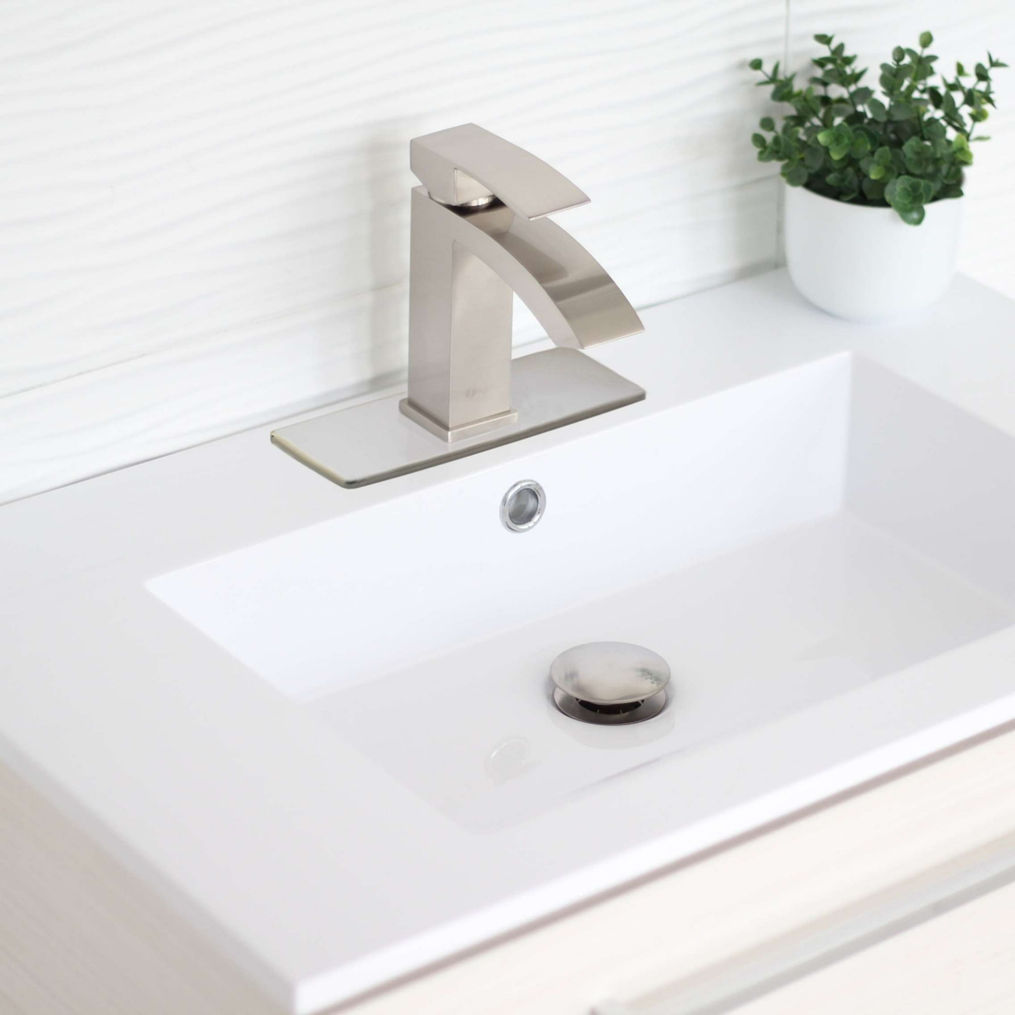 Click here for Stylish Single-Hole Bathroom Plate In Brushed Nick... prices