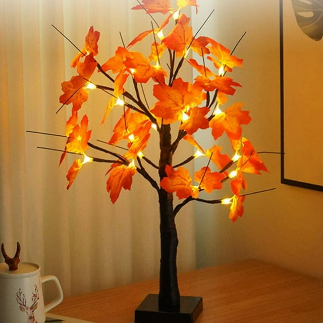 Artificial Fall Lighted Maple Tree LED Thanksgiving Decorations Table ...