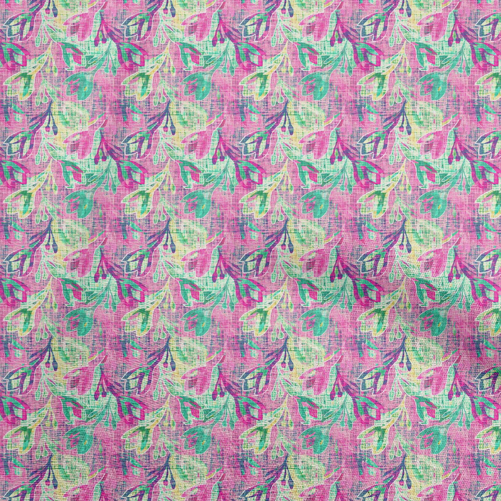 oneOone Cotton Cambric Pink Fabric Texture Leaf Dress Material Fabric ...