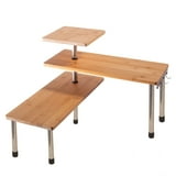 Bamboo 3 Tier Corner Shelf Unit with Stainless Steel Hooks for Kitchen ...