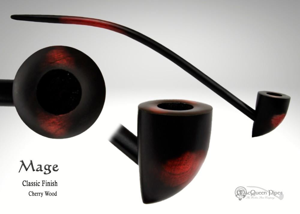 MacQueen Pipes Cherry Wood Classic Mage Tobacco Pipe - Long stem for cooling, precarbonized bowl ...