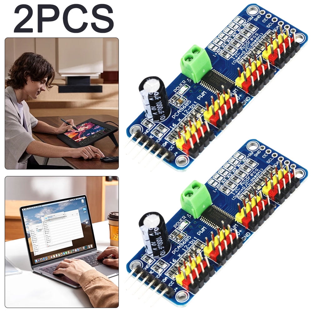 2 uds 16 canales 12 bits PWM/servocontrolador interfaz I2C módulo PCA9685 40-1000Hz 5-10V ...