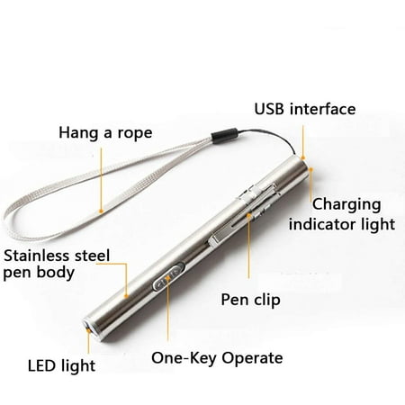 5 Pack Pen Light Flashlight with USB Cable 400 lumens Rechargeable ...