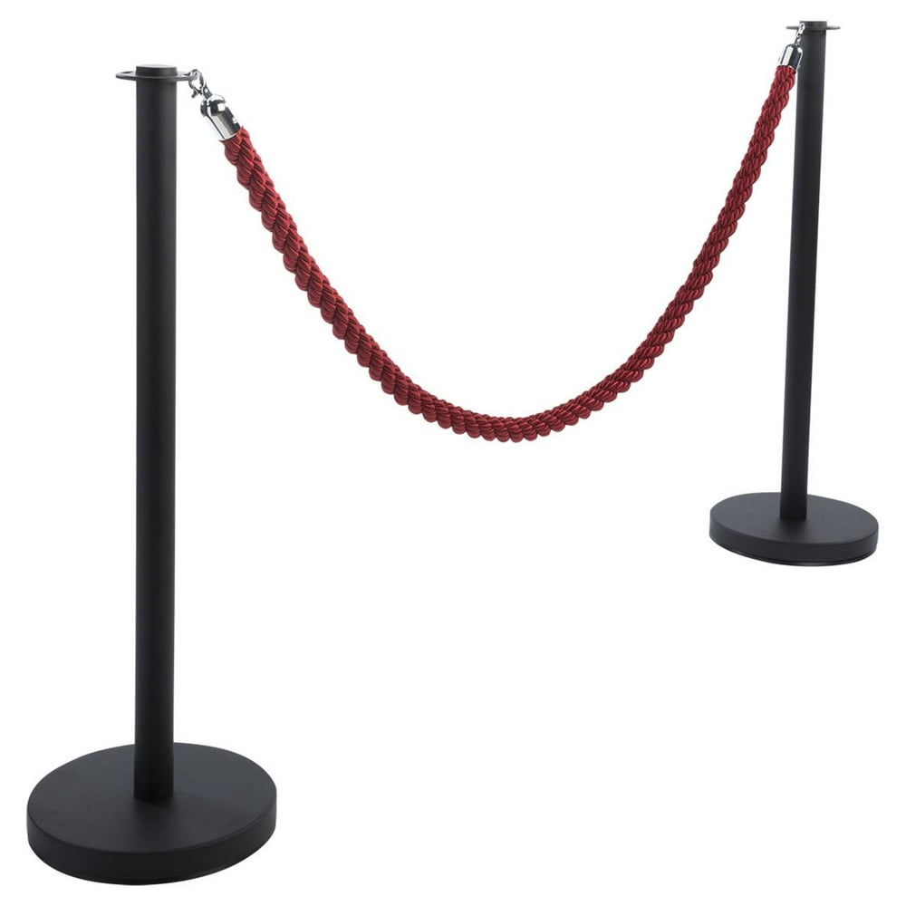 Crowd Control Rope Barrier (Red), (2) 39"H Metal Stanchion Posts; 78 ...