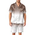 Men's Ombre Gradient Satin Silk 2 Piece Pajama Sets Button Down Lapel ...
