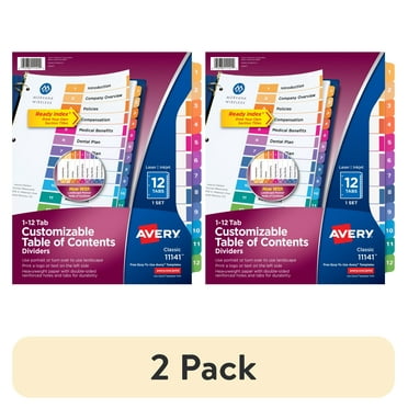 Avery Double Column 16 Tab Dividers, Customizable TOC, 1 Set (11320 ...