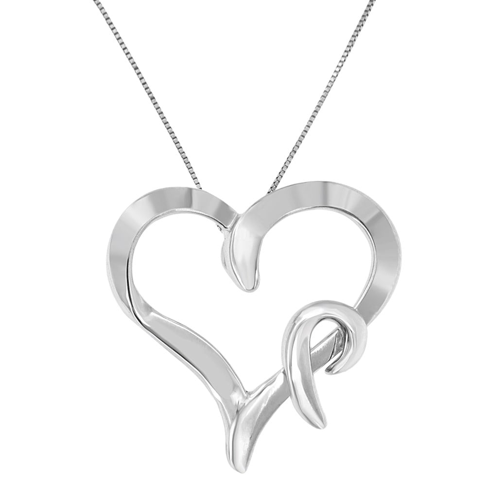 Sterling Silver Heart Shaped Pendant Necklace - Walmart.com