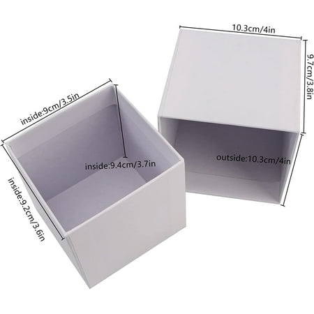 White Gift Boxes, 4’’ × 4’’ × 3.8’’ Square Box with Lid, 6pcs Small ...