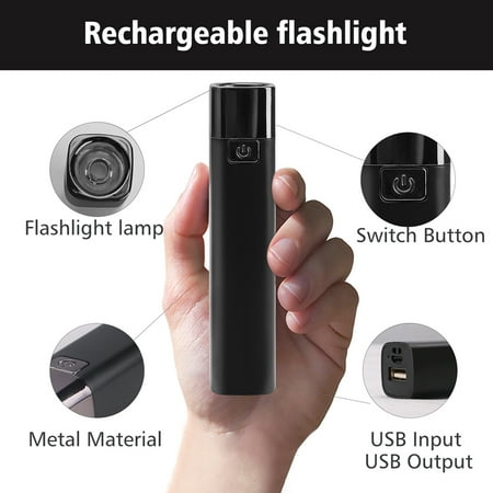 Mini LED Flashlight Portable USB Torch with USB Rechargeable Flashlight ...