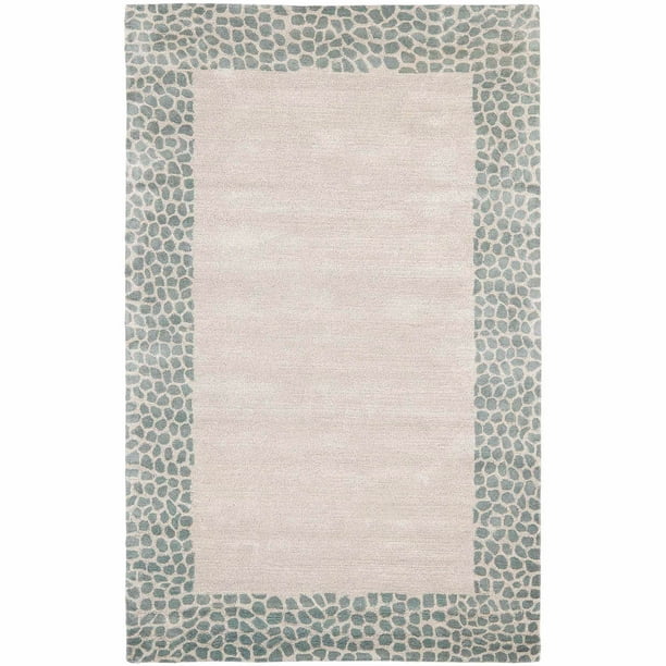 SAFAVIEH Soho Chandler Bordered Wool Area Rug, Silver/Grey, 5' x 8 ...
