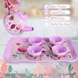 Style-Carry Kids Tea Set, Princess Toy Tea Set for Toddlers, Flower Design Pretend Play Tea ...