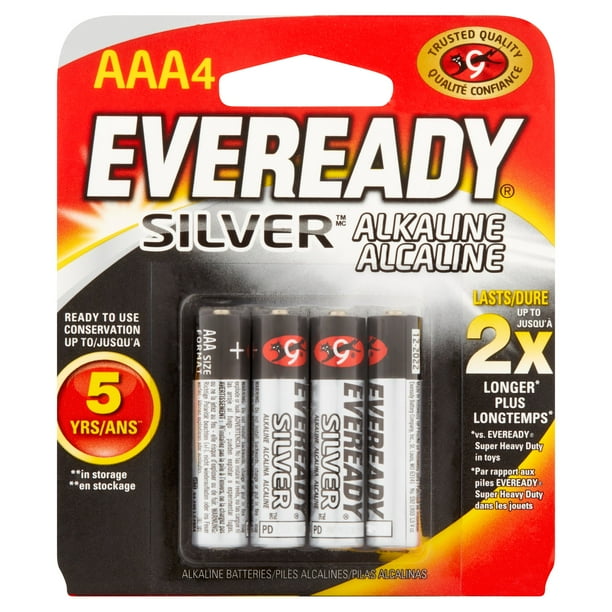 Eveready Silver Alkaline AAA Batteries, 4 Pack of AAA Cell Batteries ...