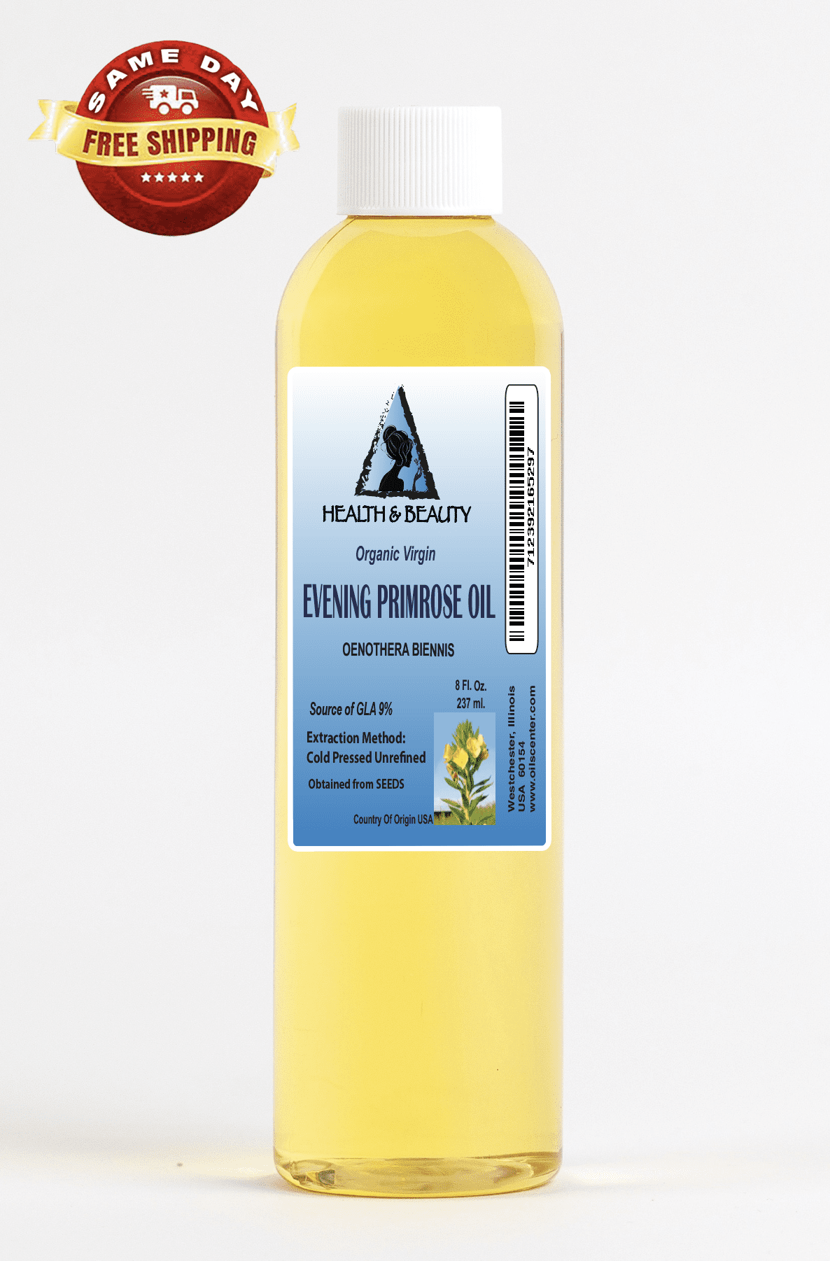 Evening primrose oil unrefined organic carrier cold pressed pure 8 oz ...
